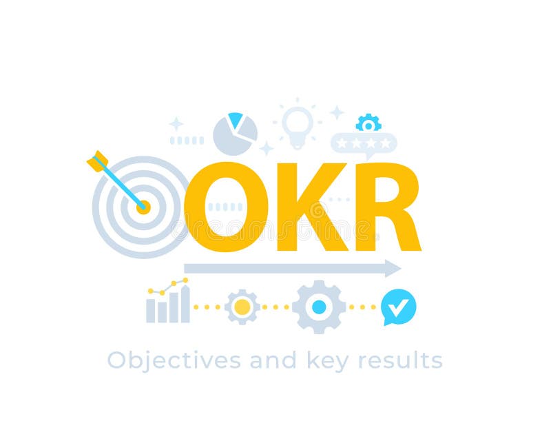 OKR Objectives and Key Results Word Vector Illustration with Icons for ...