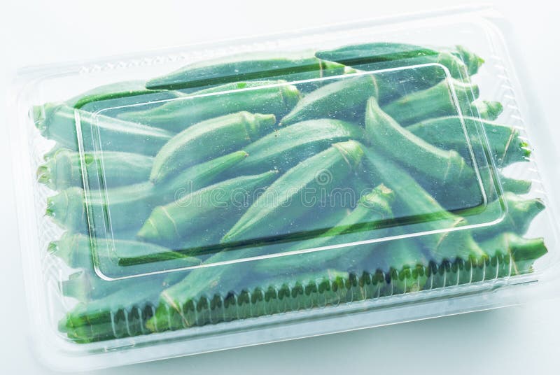 Okra in box stock photo. Image of packaging, vegetable - 113917374