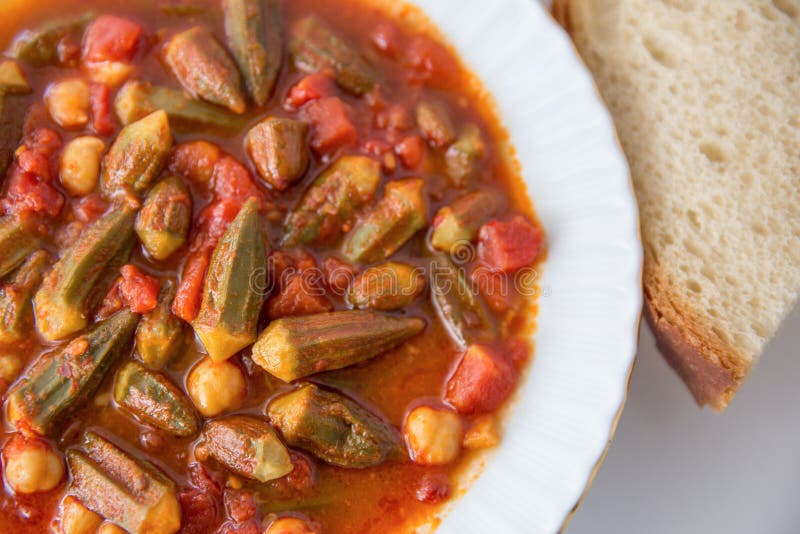 Okra with chickpea stock image. Image of nutrition, cooked - 149811479
