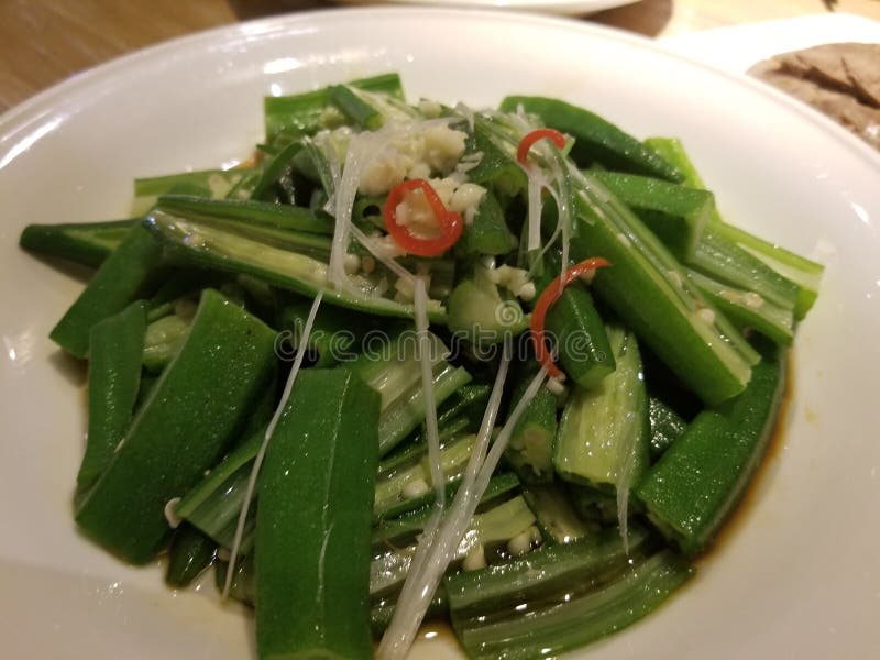 Okra Plate stock photo. Image of veggie, okra, garnishes - 152052834