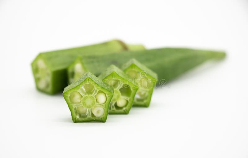 Okra Slice Isolated on White, with Clipping Path Stock Photo - Image of ...