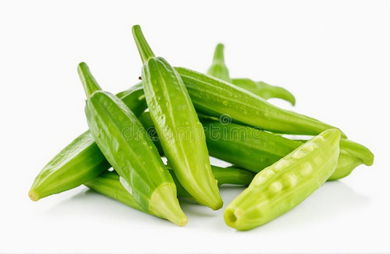 Okras Isolated on White Background Stock Illustration - Illustration of ...
