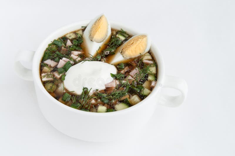 Okroshka Cold Kvass Soup with Vegetables Stock Image - Image of snack ...