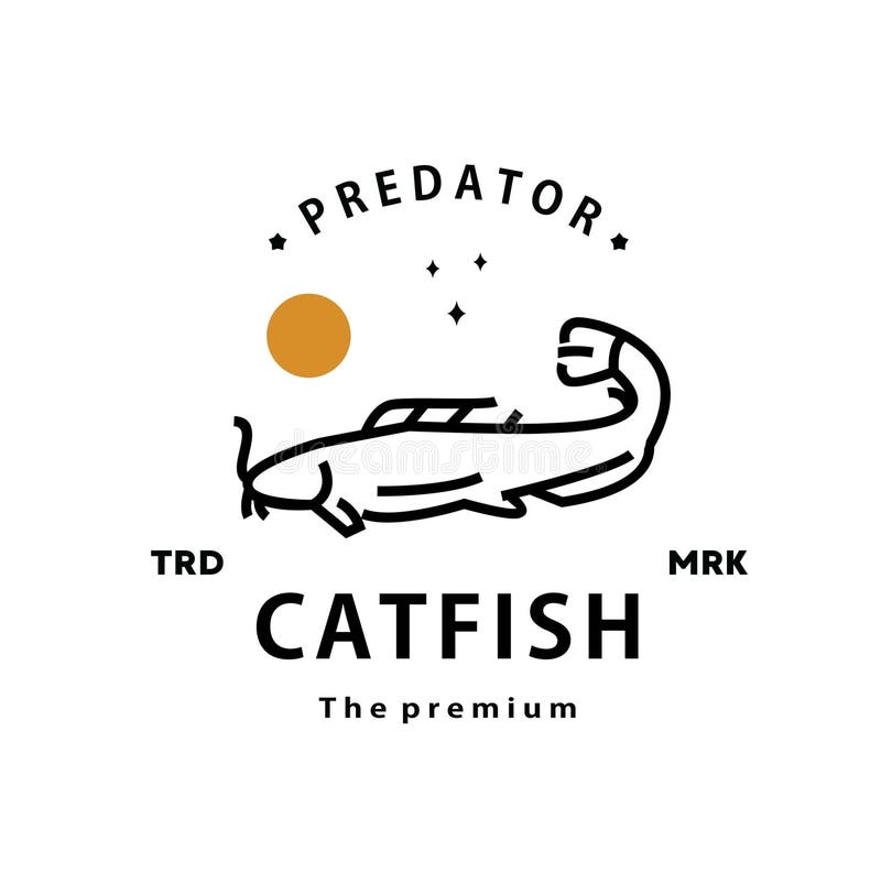 Catfish Logo Vector Outline Monoline Art Icon Stock Vector ...