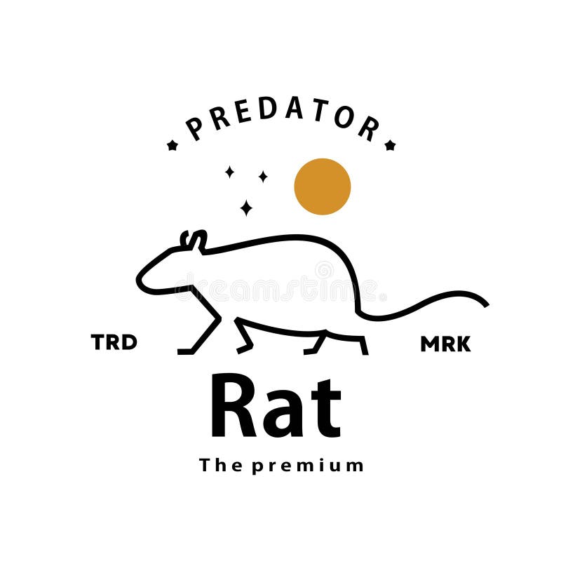 Rat Logo Vector Outline Monoline Art Icon Stock Vector - Illustration ...