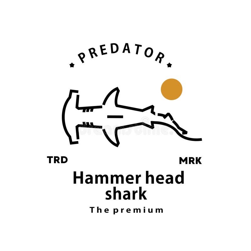 Hammer Head Shark Logo Vector Outline Monoline Art Icon Stock Vector ...