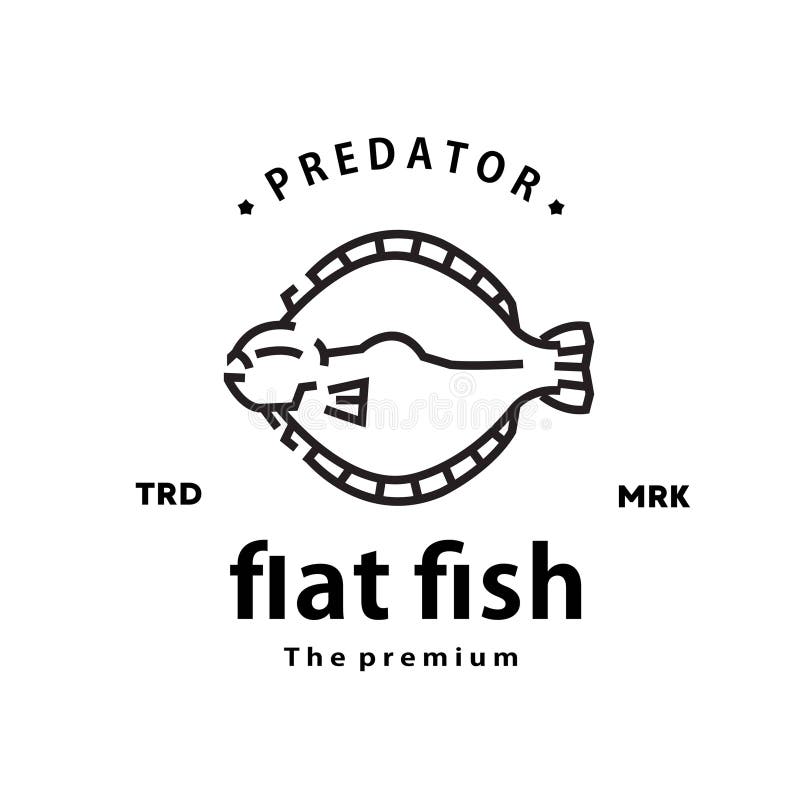 Flat Fish Logo Vector Outline Monoline Art Icon Stock Vector ...