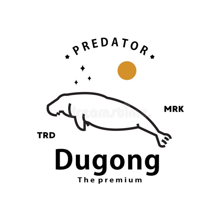 Dugong Logo Vector Outline Monoline Art Icon Stock Vector ...