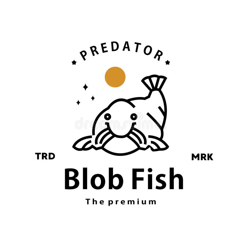 Blob Fish Logo Vector Outline Monoline Art Icon Stock Vector ...