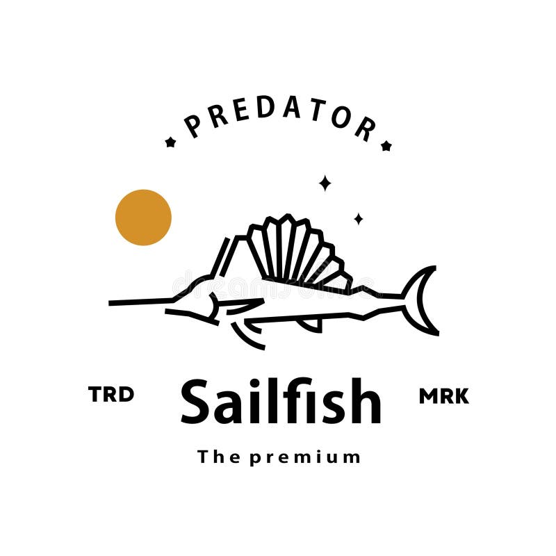 Sailfish Logo Vector Outline Monoline Art Icon Stock Vector ...