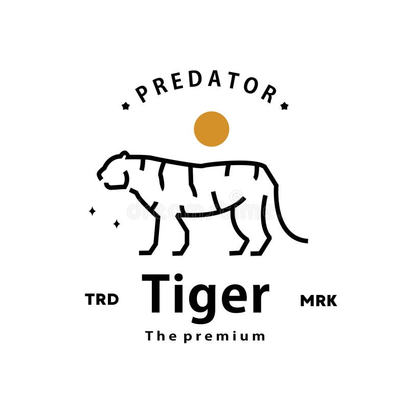 Tiger Logo Vector Outline Monoline Art Icon Stock Vector - Illustration ...
