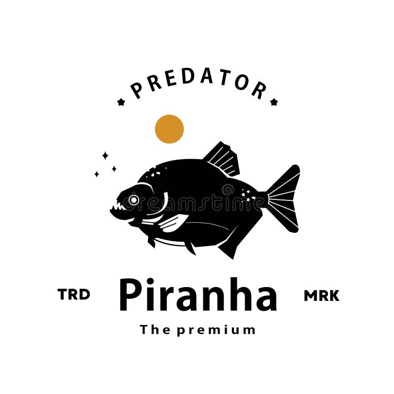 Piranha Logo Vector Outline Silhouette Art Icon Stock Vector ...