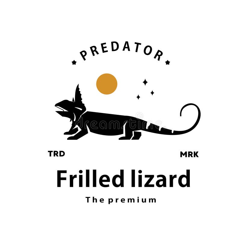 Frilled Lizard Logo Vector Outline Silhouette Art Icon Stock Vector ...
