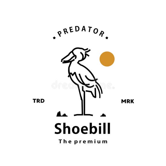 Vintage Retro Hipster Shoebill Logo Vector Outline Monoline Stock ...