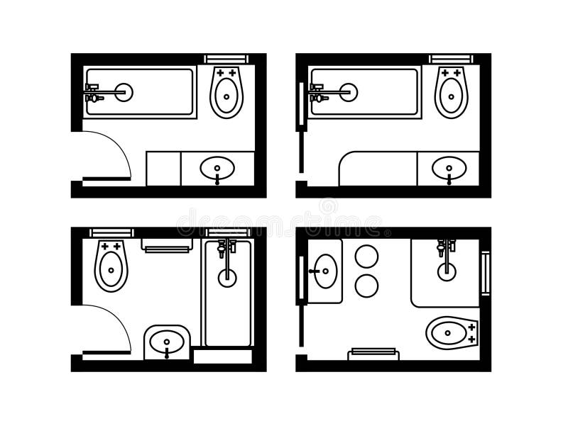 Architectural Plans for Bathrooms, Studios and Houses. Stock Vector ...