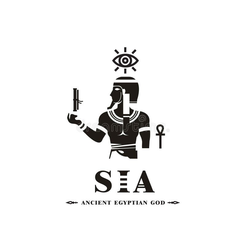 Ancient Egyptian God Sia Silhouette Stock Vector - Illustration of ...