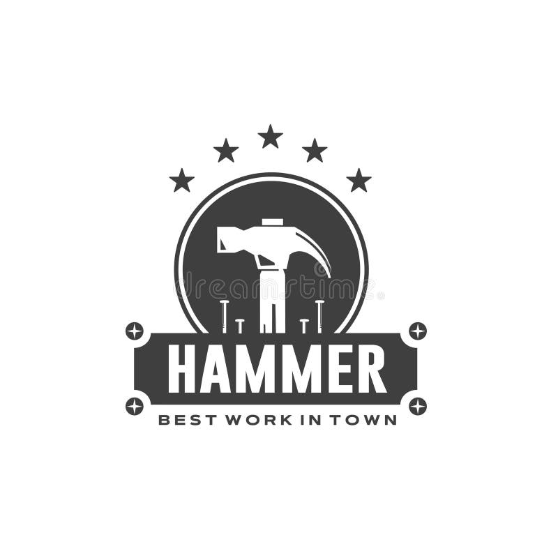 Vintage Retro Hipster Hammer. Logo Carpentry Tools Silhouette Stock ...