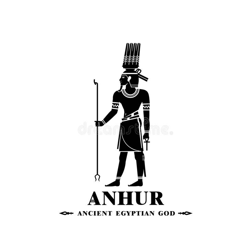 Ancient Egyptian God Anhur Silhouette Stock Vector - Illustration of ...