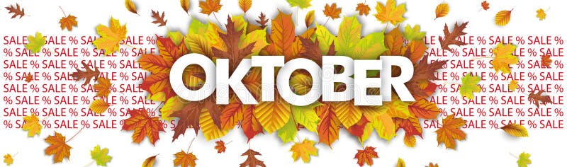 Oktober Sale Autumn Foliage Explosion Long Header Stock Vector ...