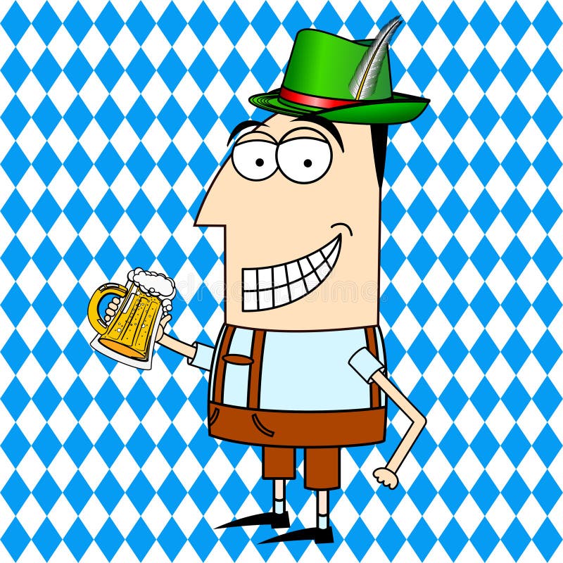 Oktoberfest Cartoon Character - Man Drinking Beer Stock Illustration ...