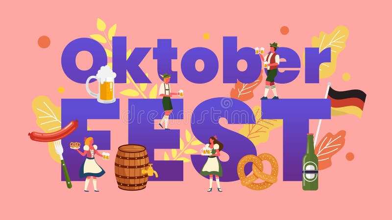 Oktoberfest Concept with Tiny Characters in German Costumes Stock ...