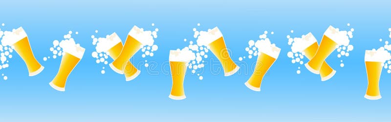 Oktoberfest, Glasses Full of Gold Beer, Light Beer, Seamless Pattern ...