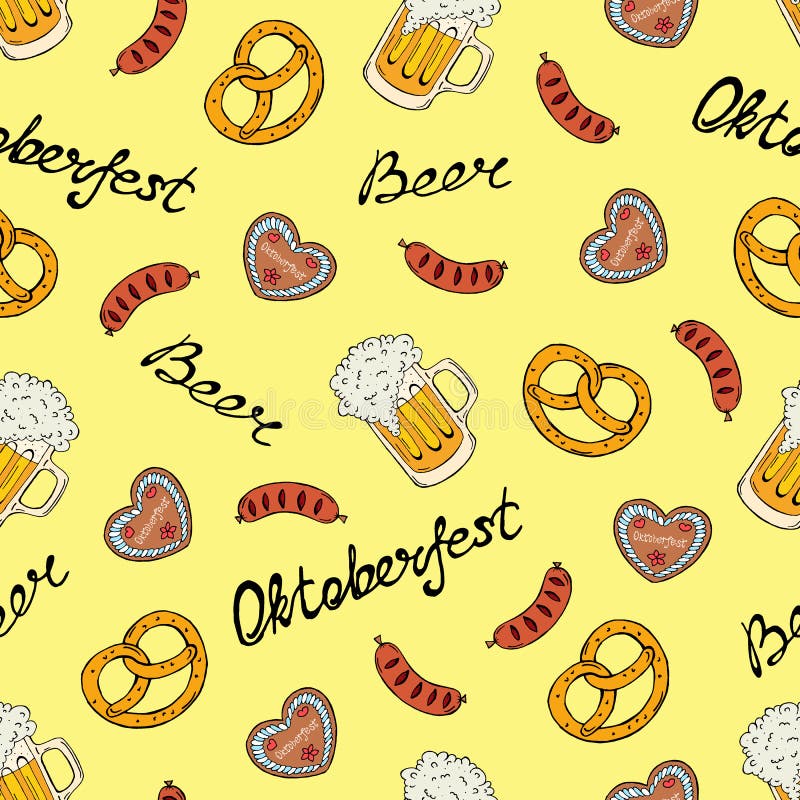Oktoberfest Pattern Hand Drawing Stock Illustration - Illustration of ...