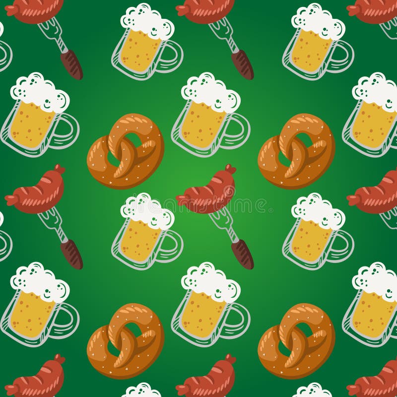 Oktoberfest Elements Pattern. Oktoberfest Concept with Bavarian ...