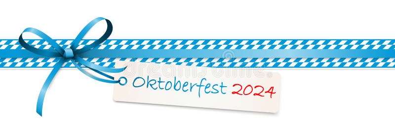 Blue and White Ribbon Bow with Text Oktoberfest 2024 Stock Illustration ...