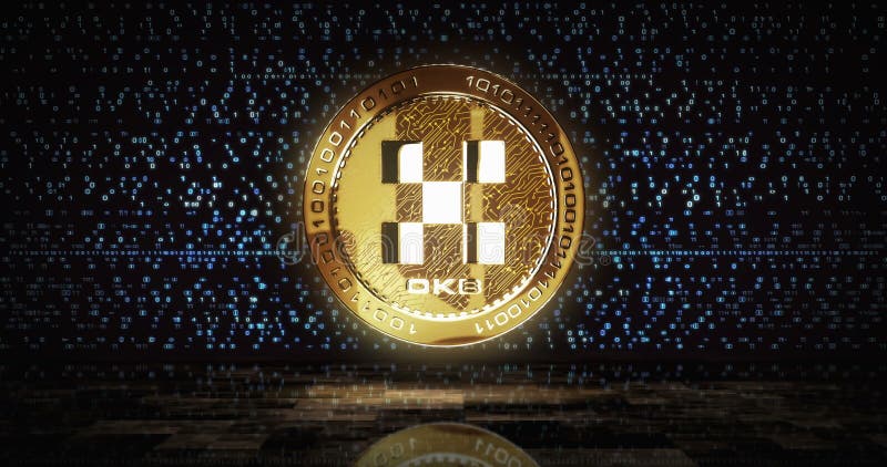 OKX OKB Cryptocurrency Golden Coin Loop on Digital Screen Stock Video ...