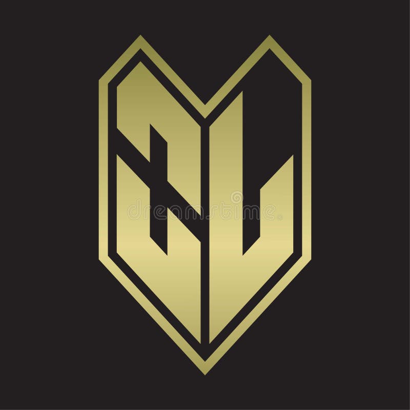 OL Logo Monogram with Emblem Line Style Isolated on Gold Colors Stock ...
