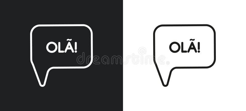 Olá Outline Icon in White and Black Colors. Olá Flat Vector Icon from ...