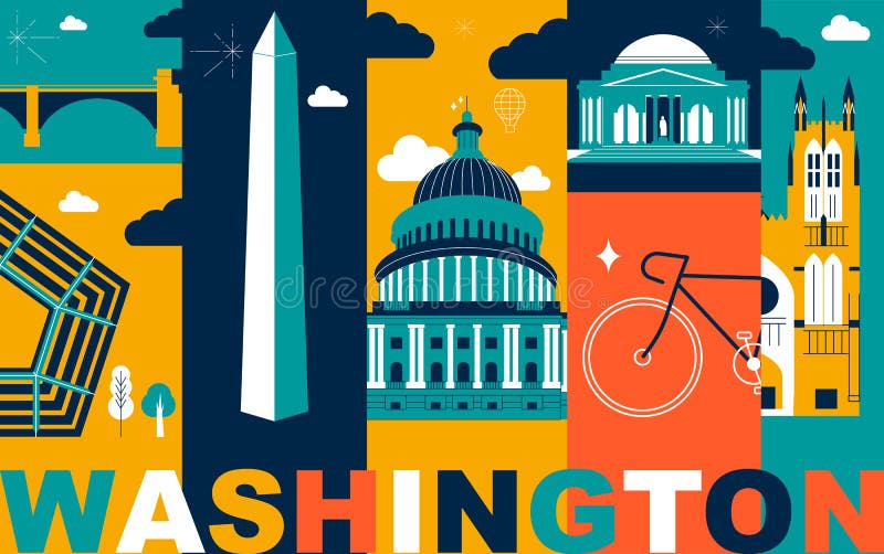 Washington Branding Technology Concept Split Video Screen Stock ...