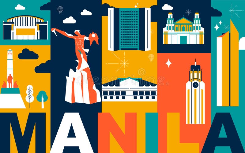 Typography Word Manila Branding Vector Technology Concept Stock Vector ...