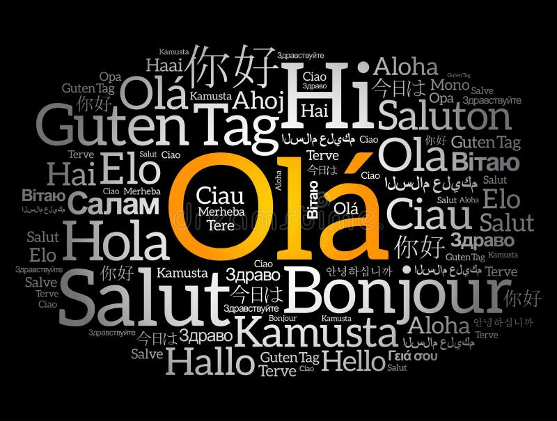 OLA (Hello Greeting in Portuguese) Word Cloud Stock Illustration ...