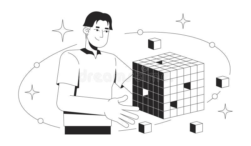 OLAP Data Cube Analysis Line Illustration Concept Stock Illustration ...