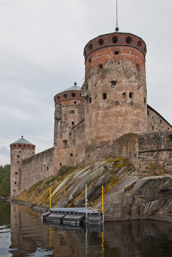 Olavinlinna castle stock image. Image of protection - 101822197