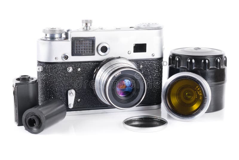 Old 35mm camera stock photo. Image of fashioned, isolated - 9414398