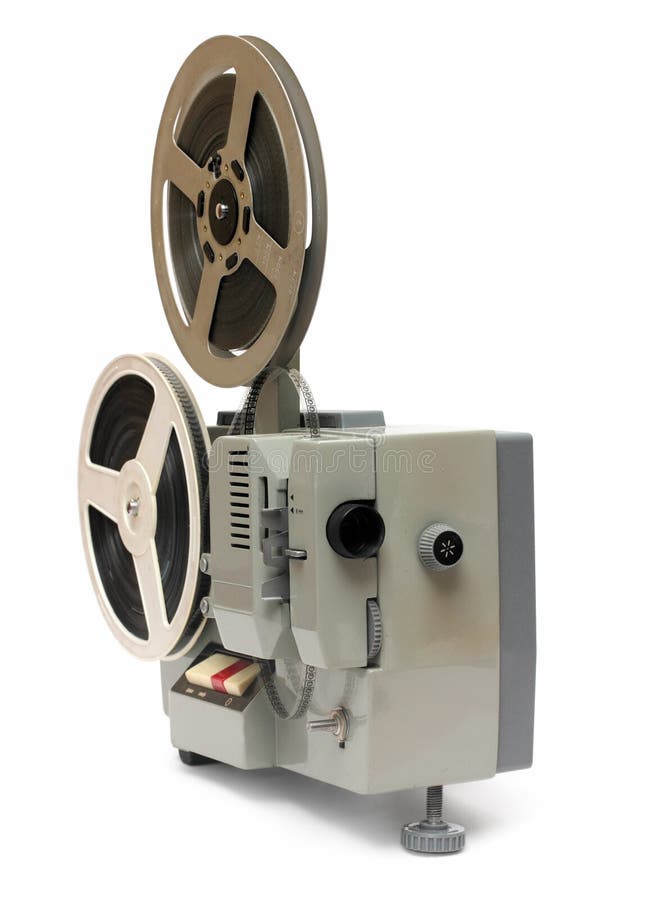 Old Film Projector Isolated on White Stock Image - Image of film ...