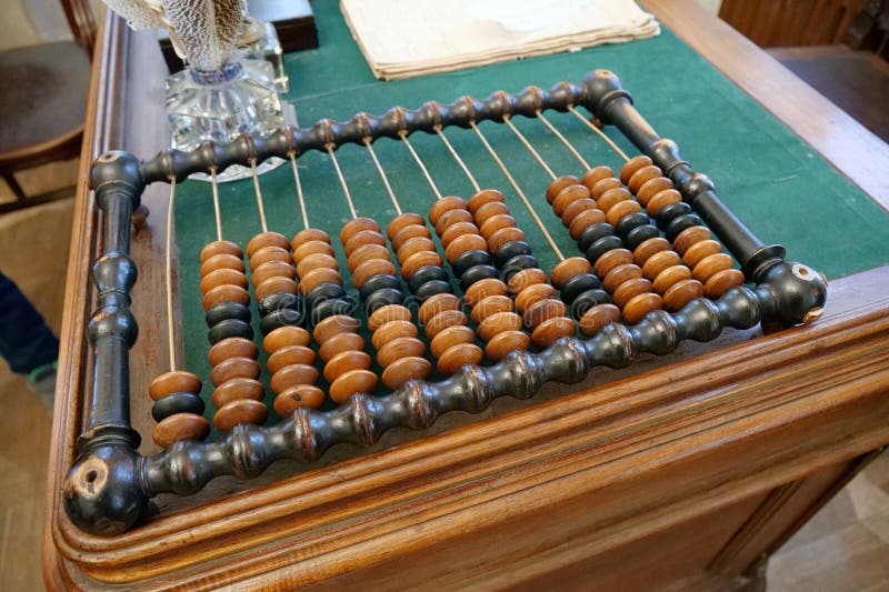 Old Abacus, Counting Frame Lies on Table in Office Stock Image - Image ...