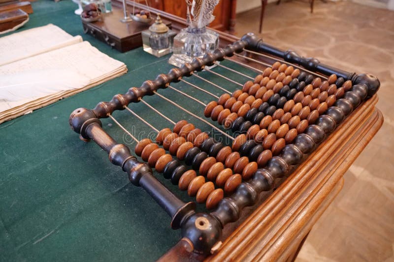 Old Abacus, Counting Frame Lies on Table in Office Stock Photo - Image ...