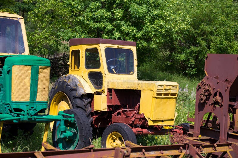 Old Abandoned Agricultural Machines for Harvesting Stock Photo - Image ...