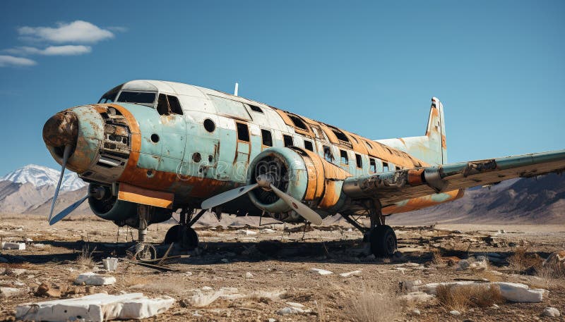Old Abandoned Airplane, Rusty Propeller, Broken Engine, Metal Wreckage ...