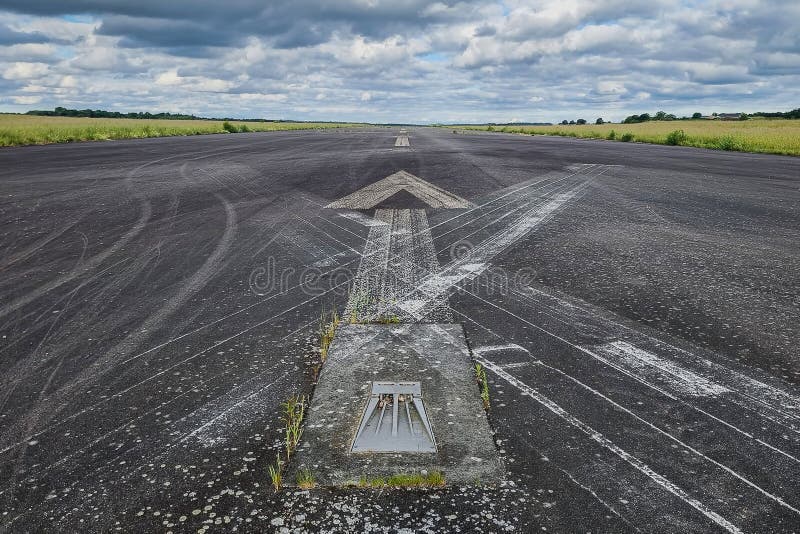Old Abandoned Airport Landing Path - Landing Strip Lights Stock Photo ...