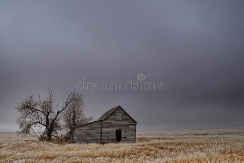 Old Abandoned Barn in an Empty Field Stock Image - Image of grass ...