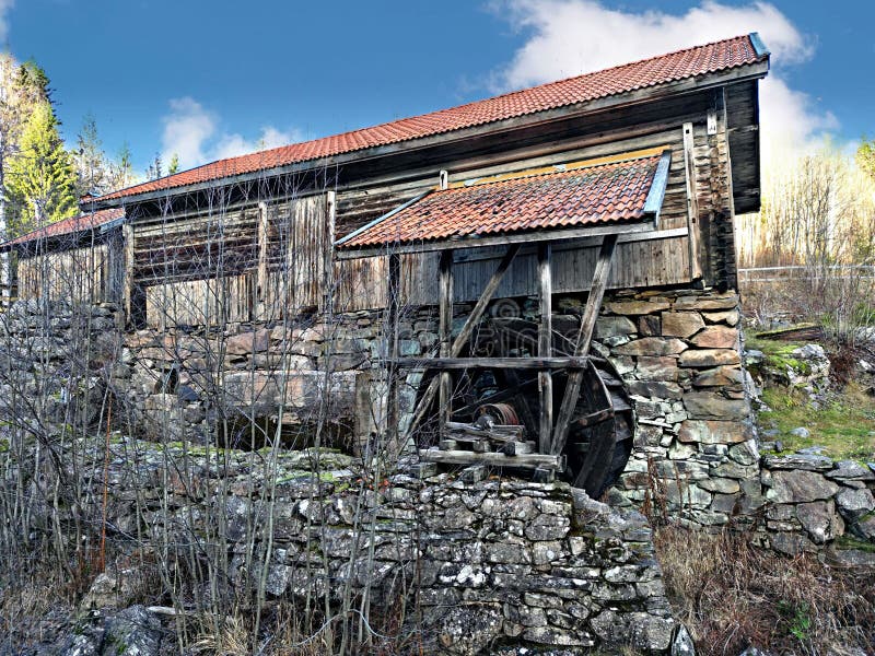 Old Abandoned Barn with a Mill Wheel Stock Image - Image of ...