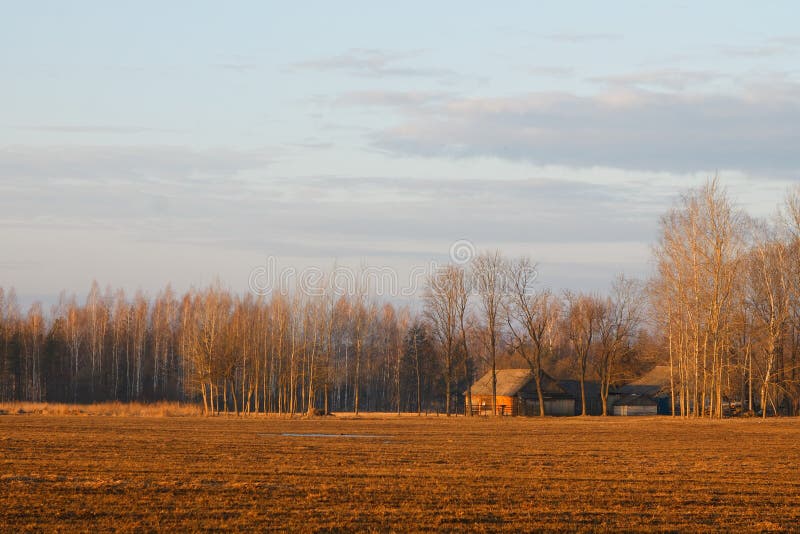 Old Abandoned Barn in an Open Field on an Icy Morning Stock Image ...