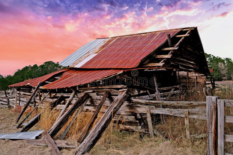 Old Abandoned Barn at Sunset Stock Photo - Image of vintage, wood ...