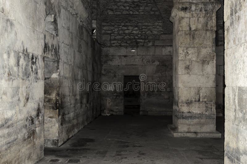 Old Abandoned Basement in the Castle. Stock Image - Image of ancient ...
