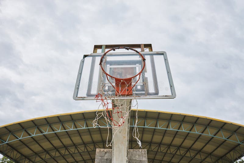 Old Abandoned Basketball Shield with Broken Ring and Net Stock Image ...